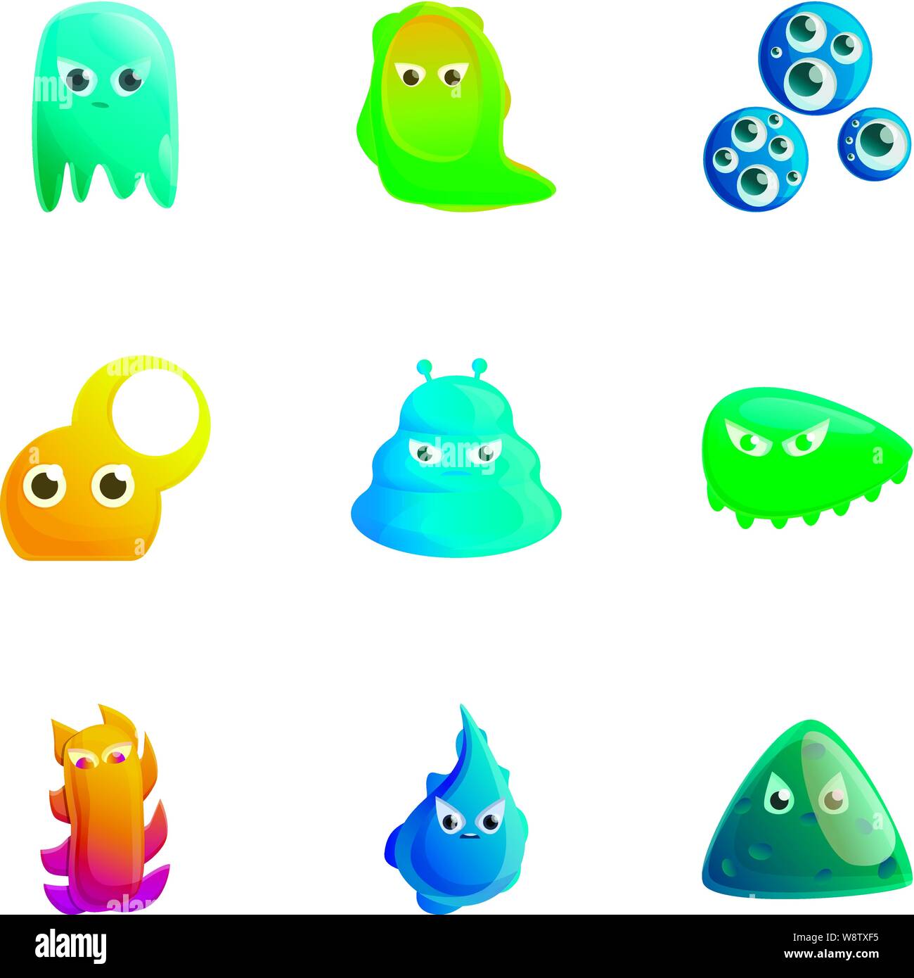 Mystery monster icon set. Cartoon set of 9 mystery monster vector icons ...