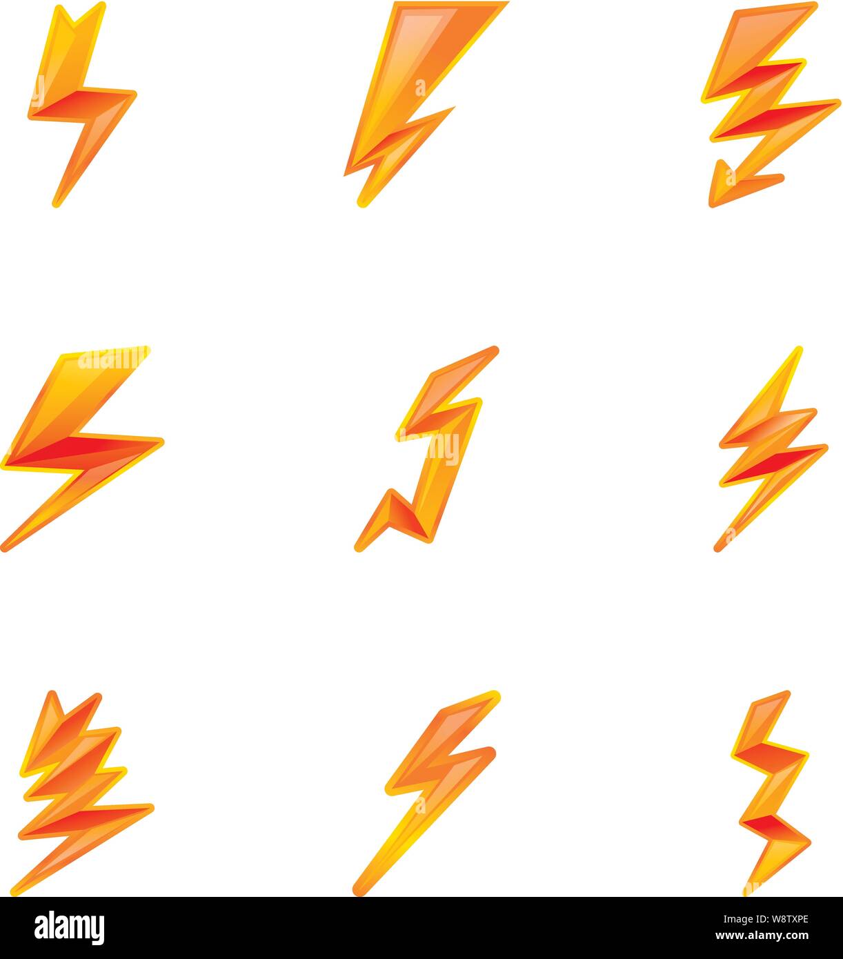 Danger lightning bolt icon set. Cartoon set of 9 danger lightning bolt ...