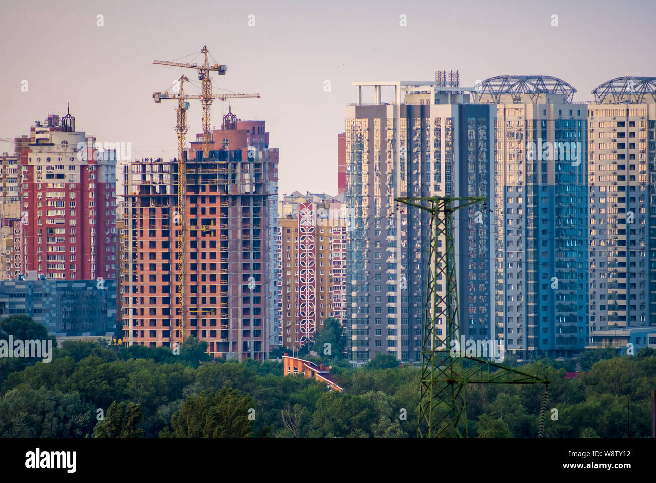 Kyiv, Ukraine - August 08, 2019: Construction of new modern residential ...