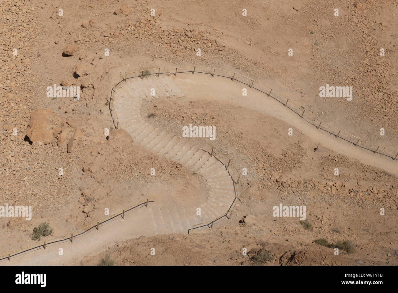 Israel, historic Masada aka Massada. Snake Path aka Snake Trail, hiking ...