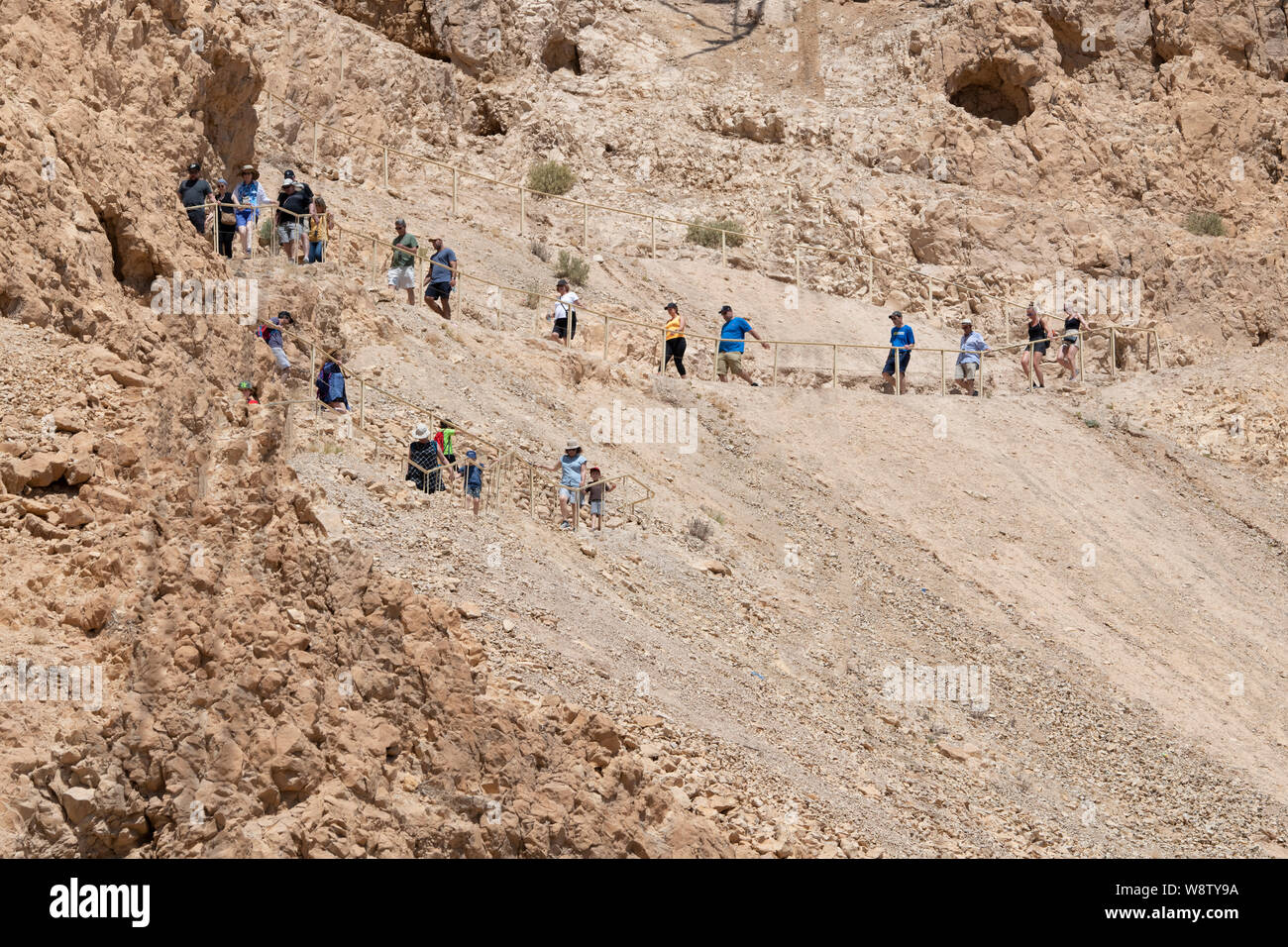 Israel, historic Masada aka Massada. Snake Path aka Snake Trail, hiking ...