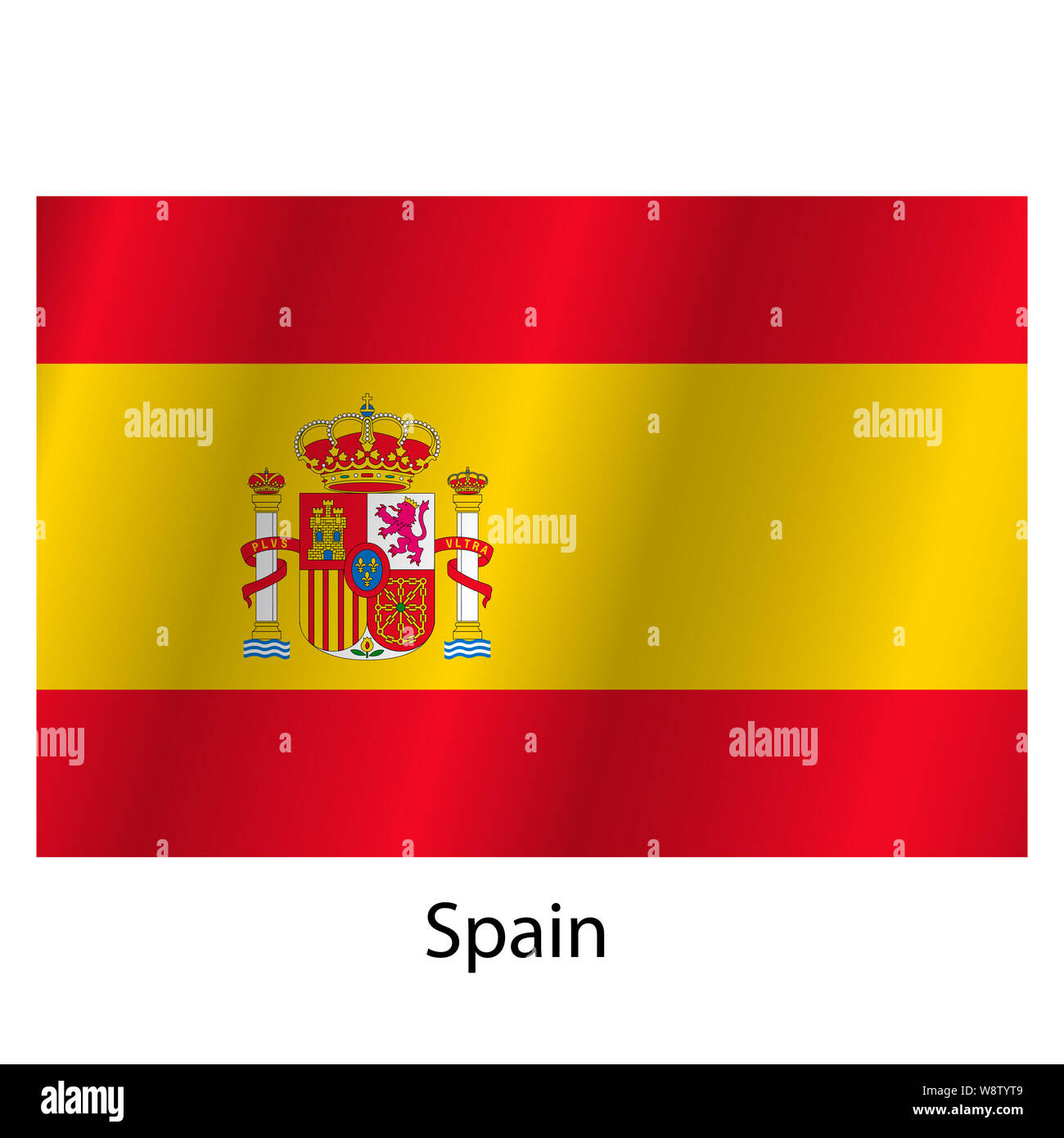 Flag of the country Spain with the signature of the name country Stock ...