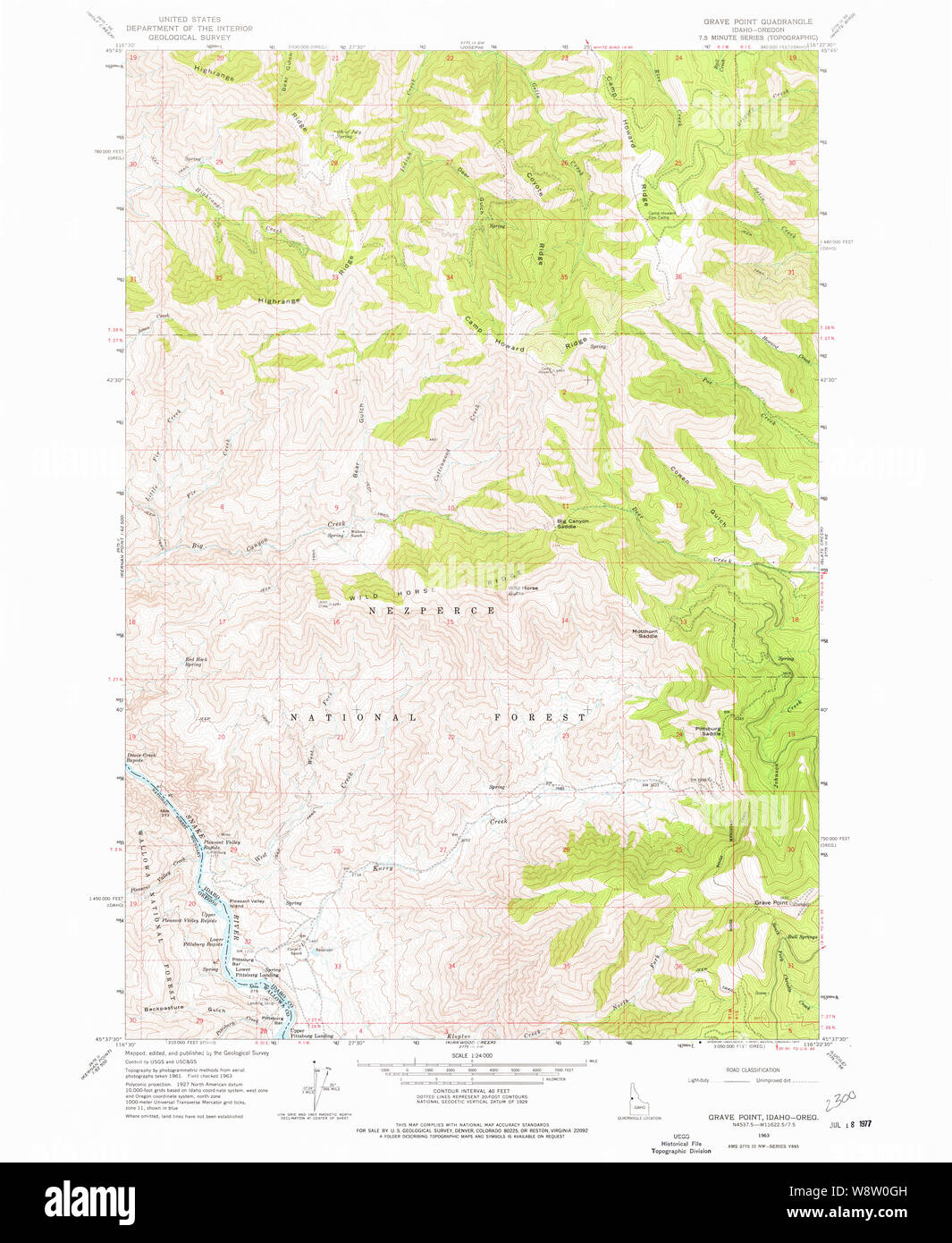 USGS Topo Map Idaho Grave Point 236327 1963 24000 Restoration Stock ...