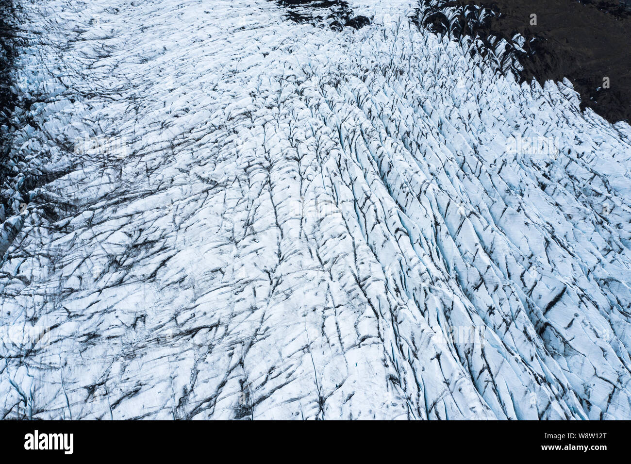 aerial view of glacier from above, ice texture landscape,Iceland Stock ...