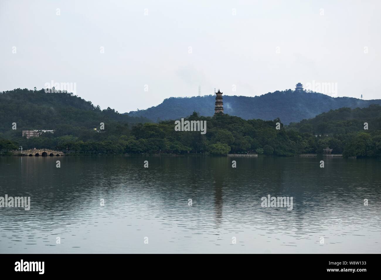 West Lake in Huizhou city in Guangdong province in China is a man-made ...