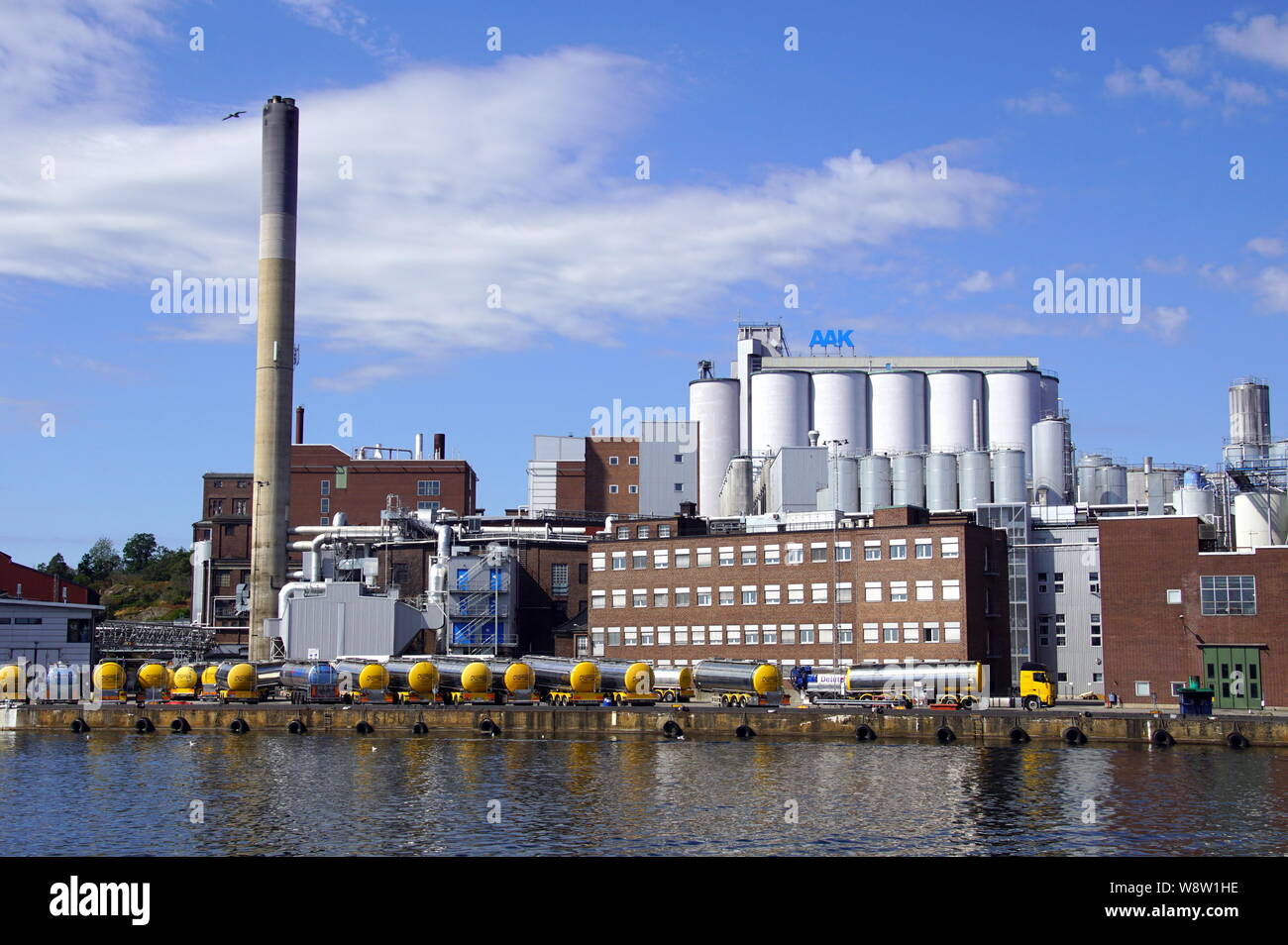 Karlshamn, Blekinge, Sweden - July 26, 2019: Factory building of AAK ...