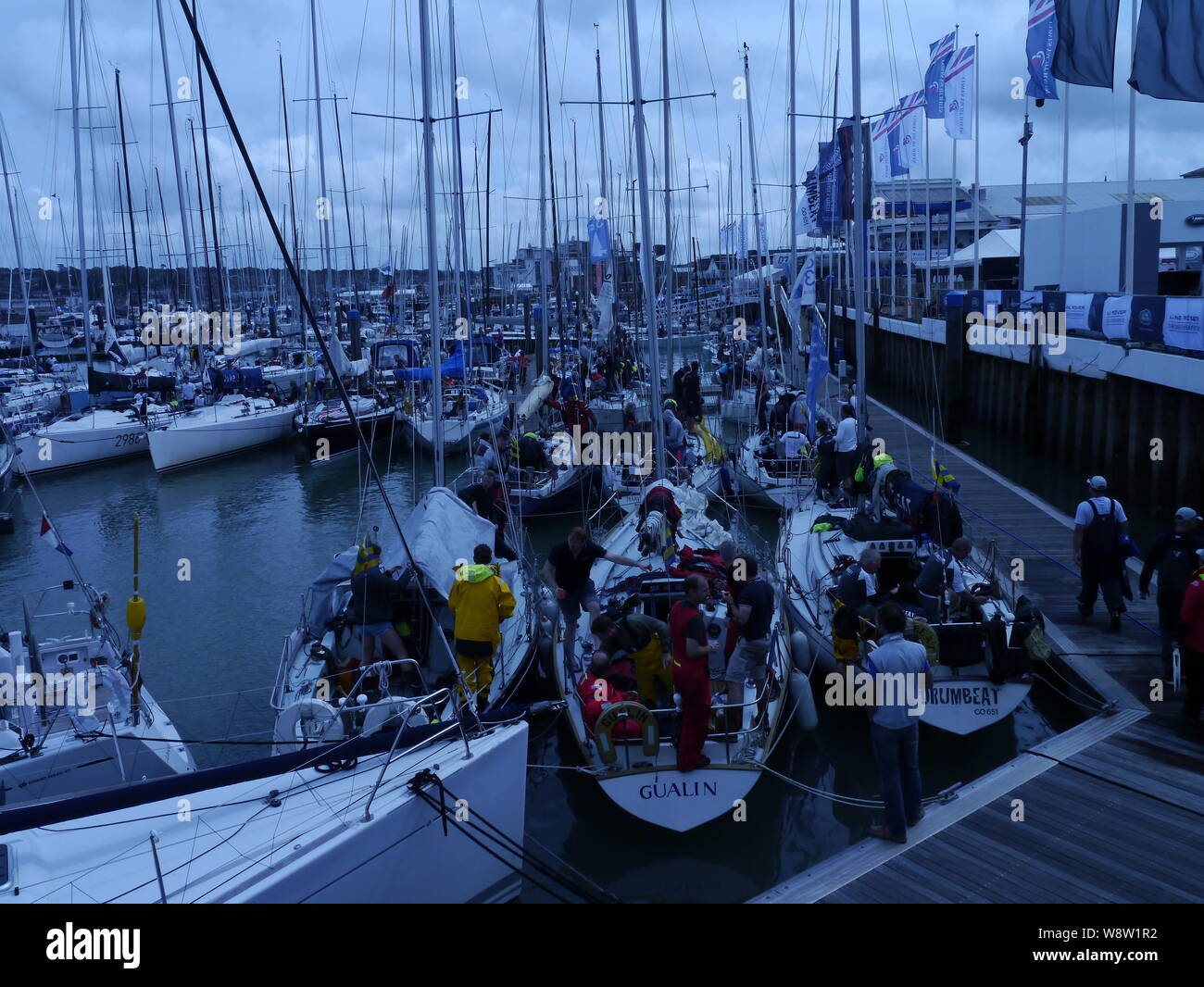 Isle of Wight, UK - August 11 2019:Cowes Regatta - teams prepare their ...