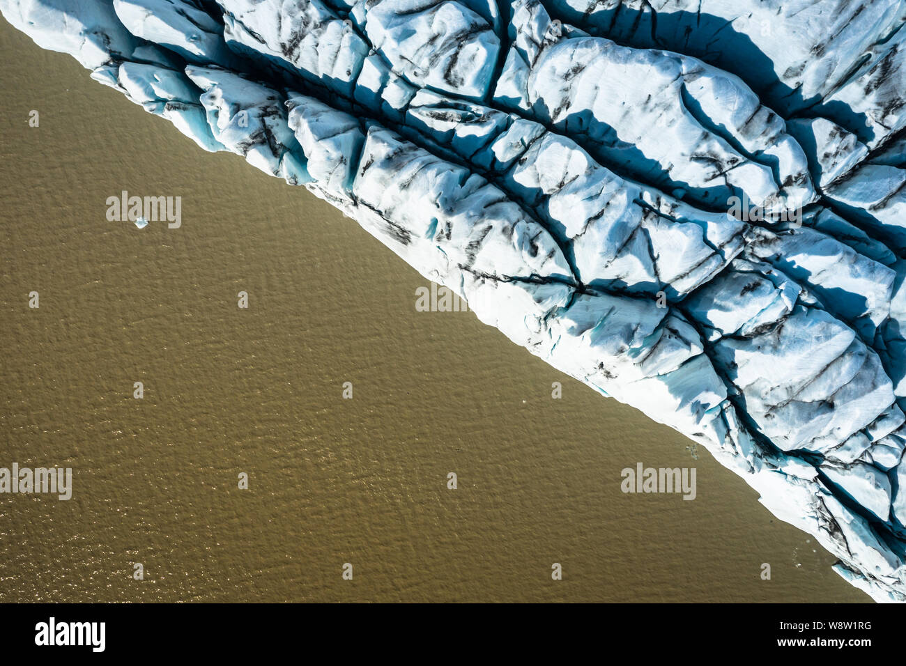 aerial view of glacier from above, ice texture landscape,Iceland Stock ...
