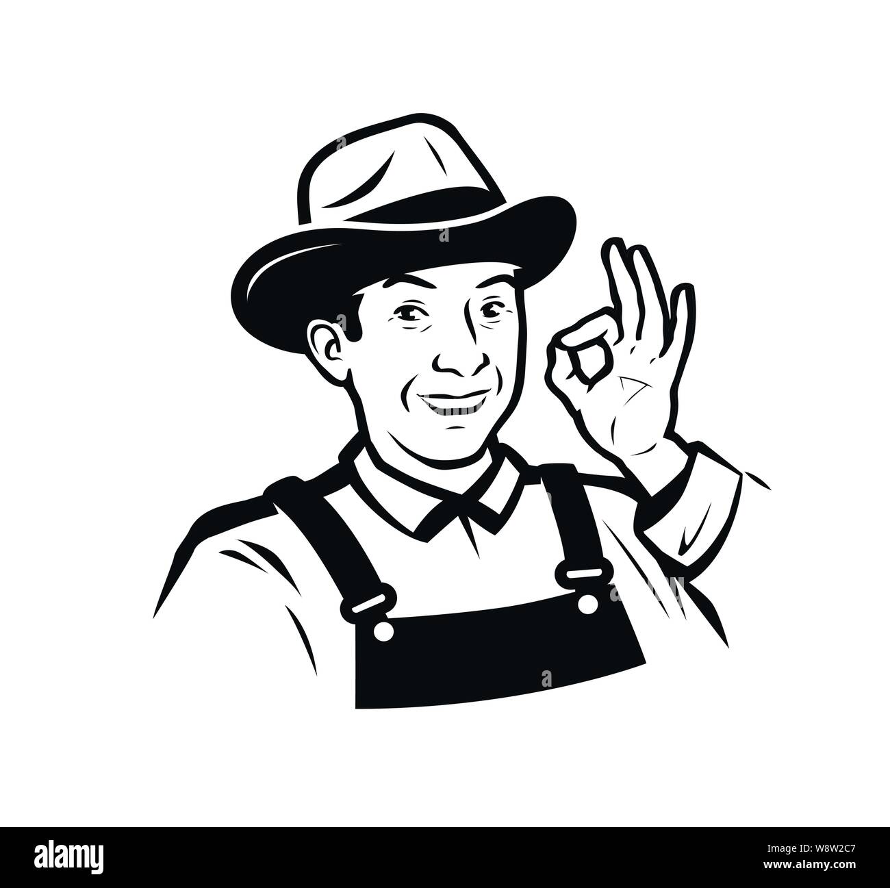 Farm, agriculture logo or label. Funny farmer vector illustration Stock ...