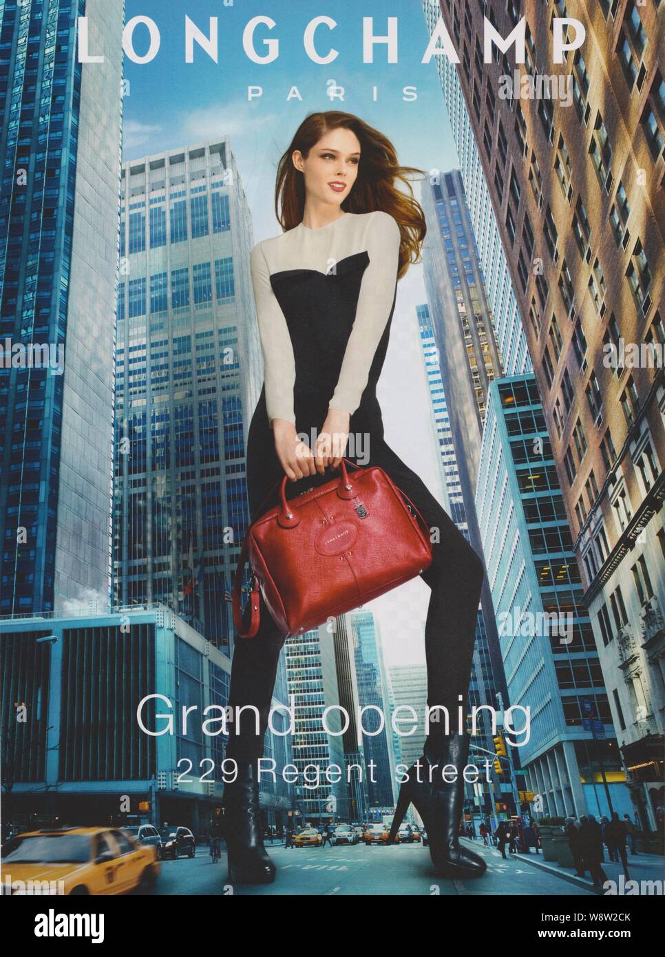 poster advertising Longchamp fashion house with Coco Rocha in paper ...