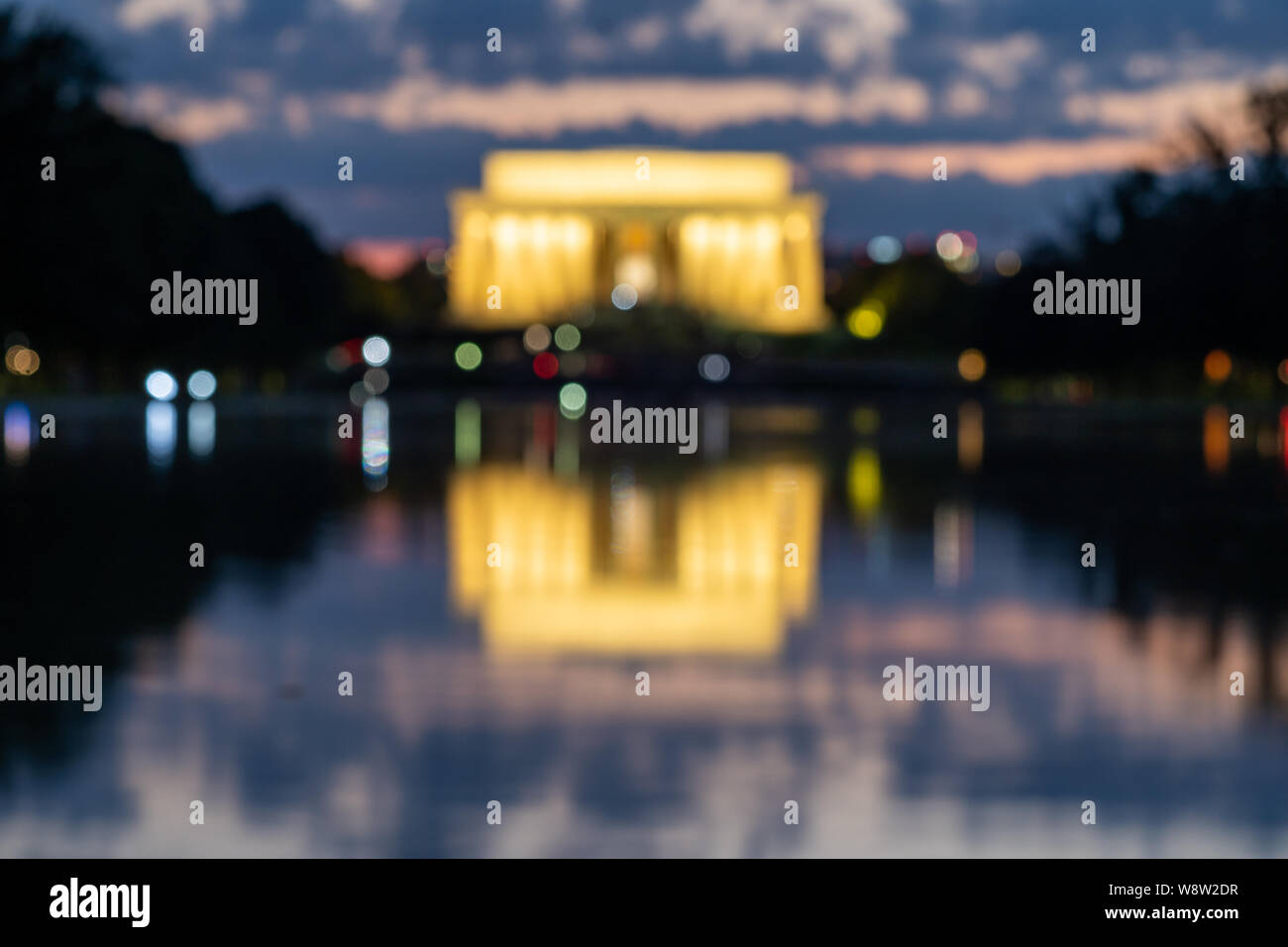 Intentionally blurred, abstract photo of the Lincoln Memorial in DC ...