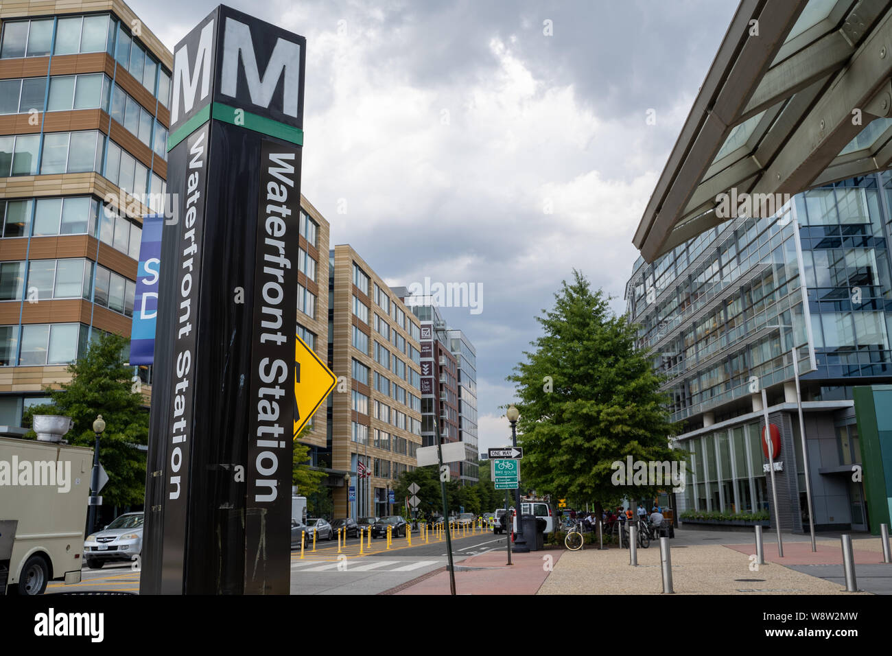 Washington, DC - August 7, 2019: Sign for the Waterfront Metro Station ...