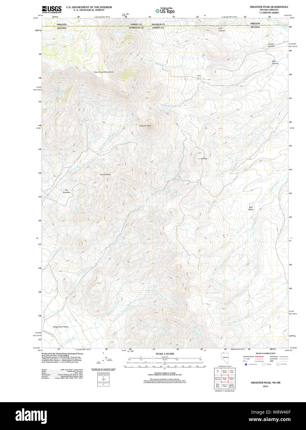 USGS Topo Map Nevada Disaster Peak 20111227 TM Restoration Stock Photo ...