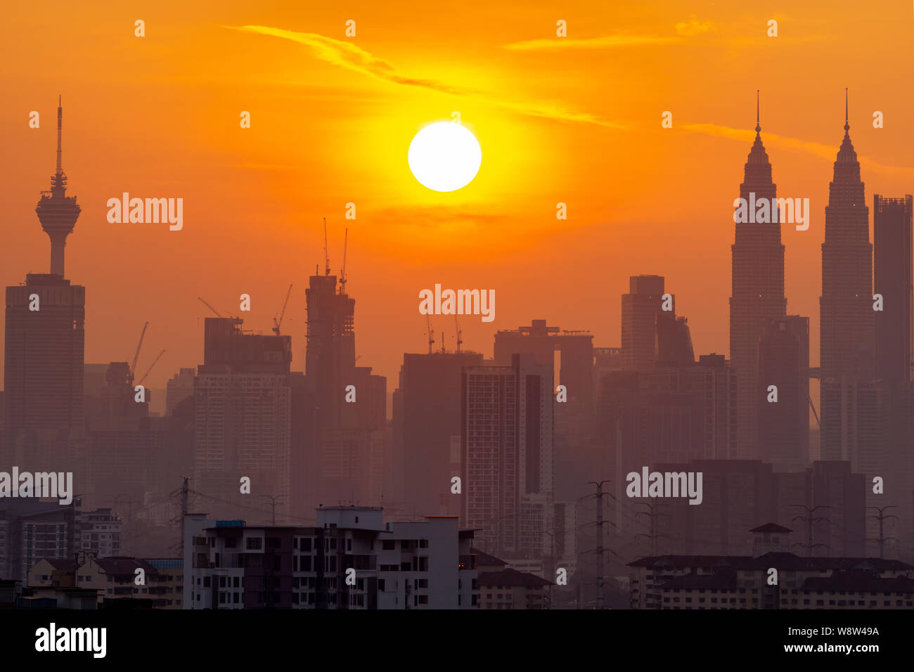 Cloudy and haze sunset view over down town Kuala Lumpur, Malaysia Stock ...