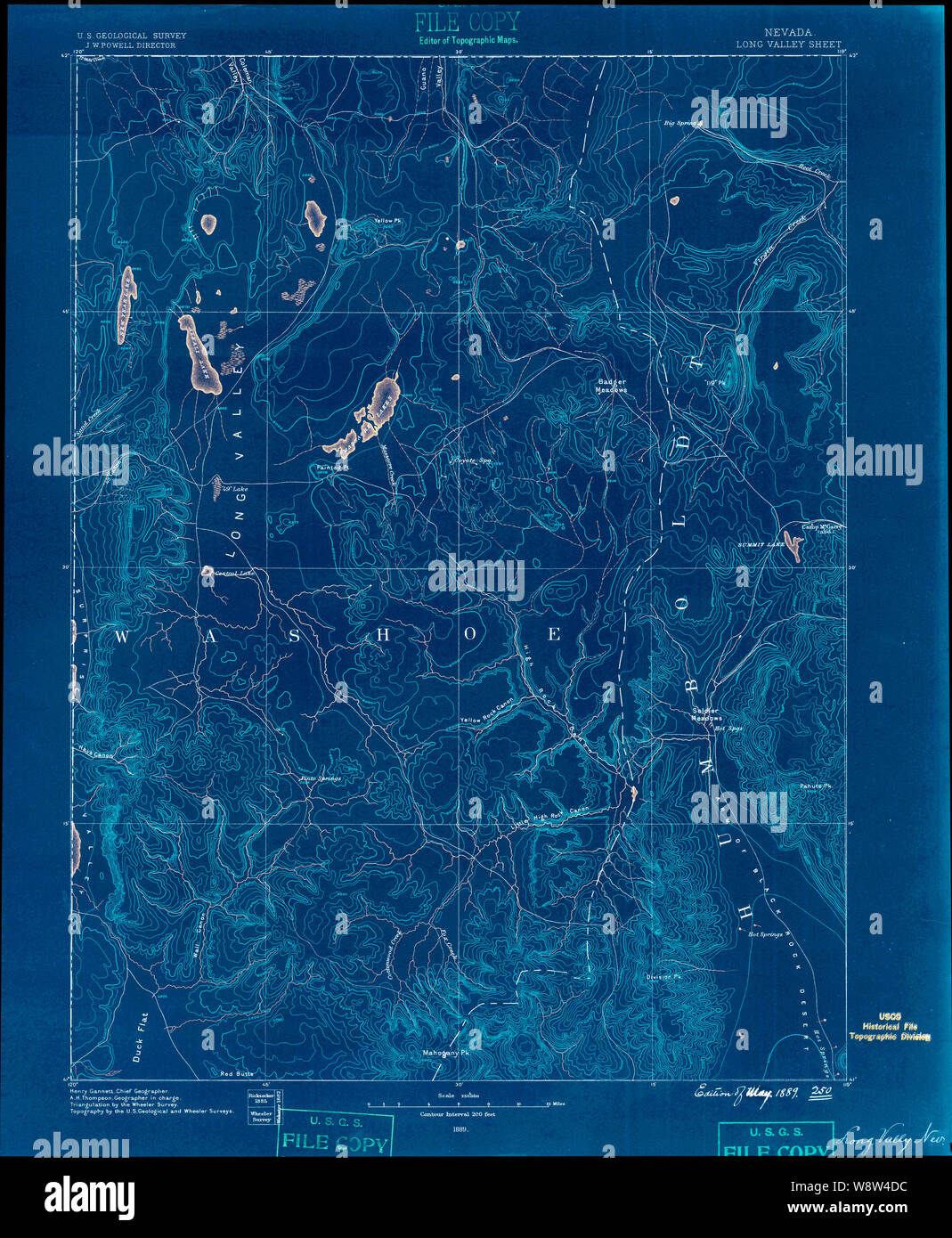USGS Topo Map Nevada Long Valley 189376 1889 250000 Inverted ...