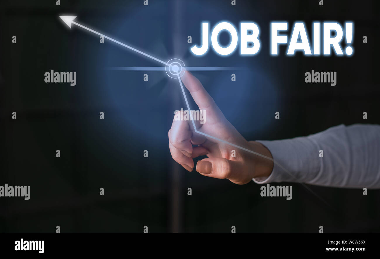 Conceptual hand writing showing Job Fair. Concept meaning event in ...