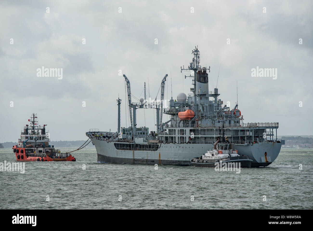 The Royal Fleet Auxiliary replenishment tanker RFA Black Rover under ...