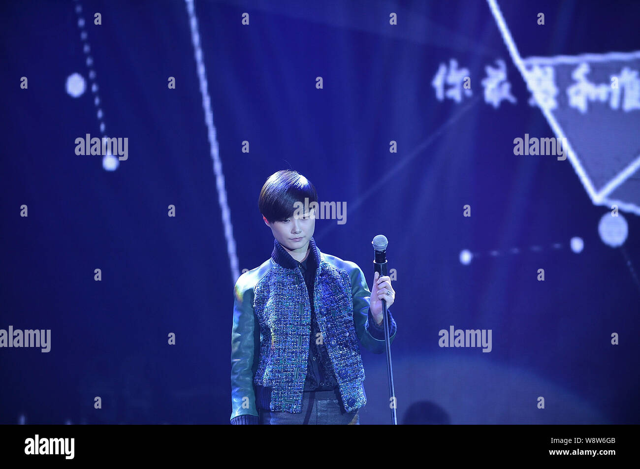 Chinese singer Li Yuchun poses during a press conference for her new ...