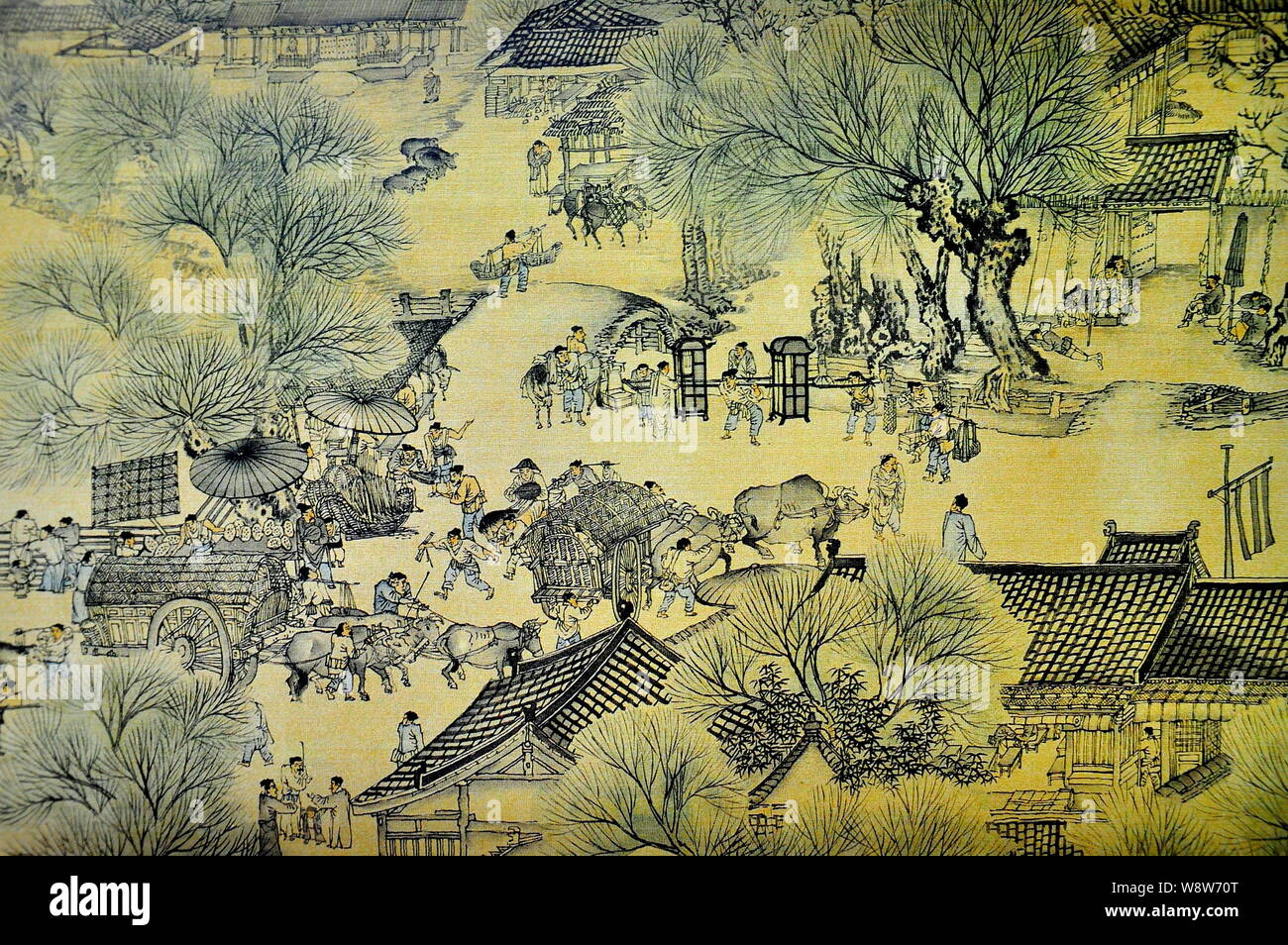 View of part of a replica of the painting, Along The River During ...