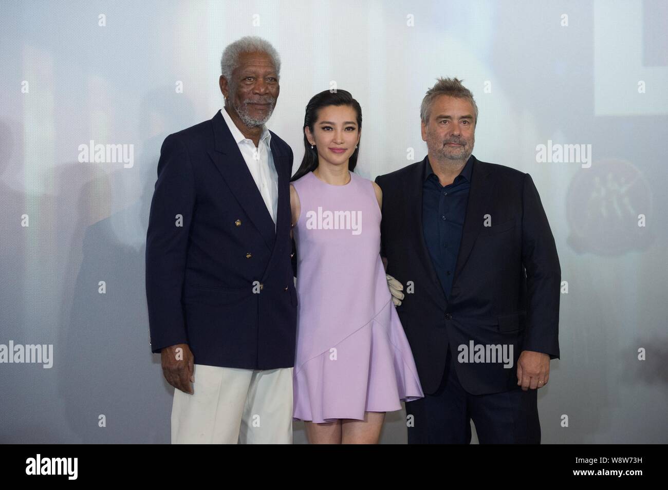 (From left) American actor Morgan Freeman, Chinese actress Li Bingbing ...