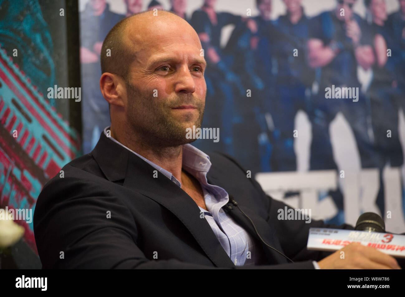 British actor Jason Statham attends a press conference for his new ...