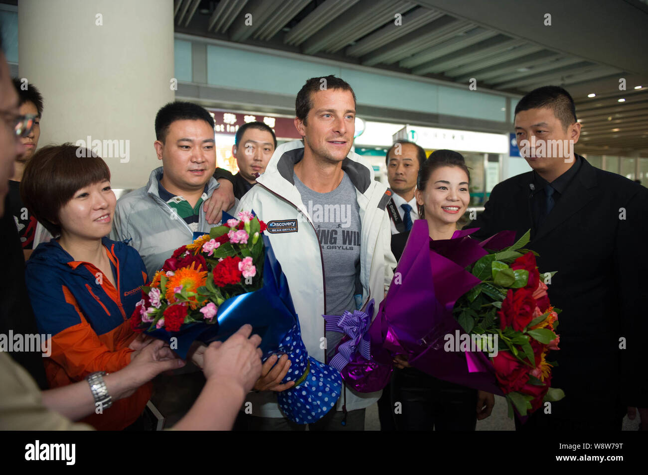 British adventurer Edward Michael Grylls, center, also known as Bear ...
