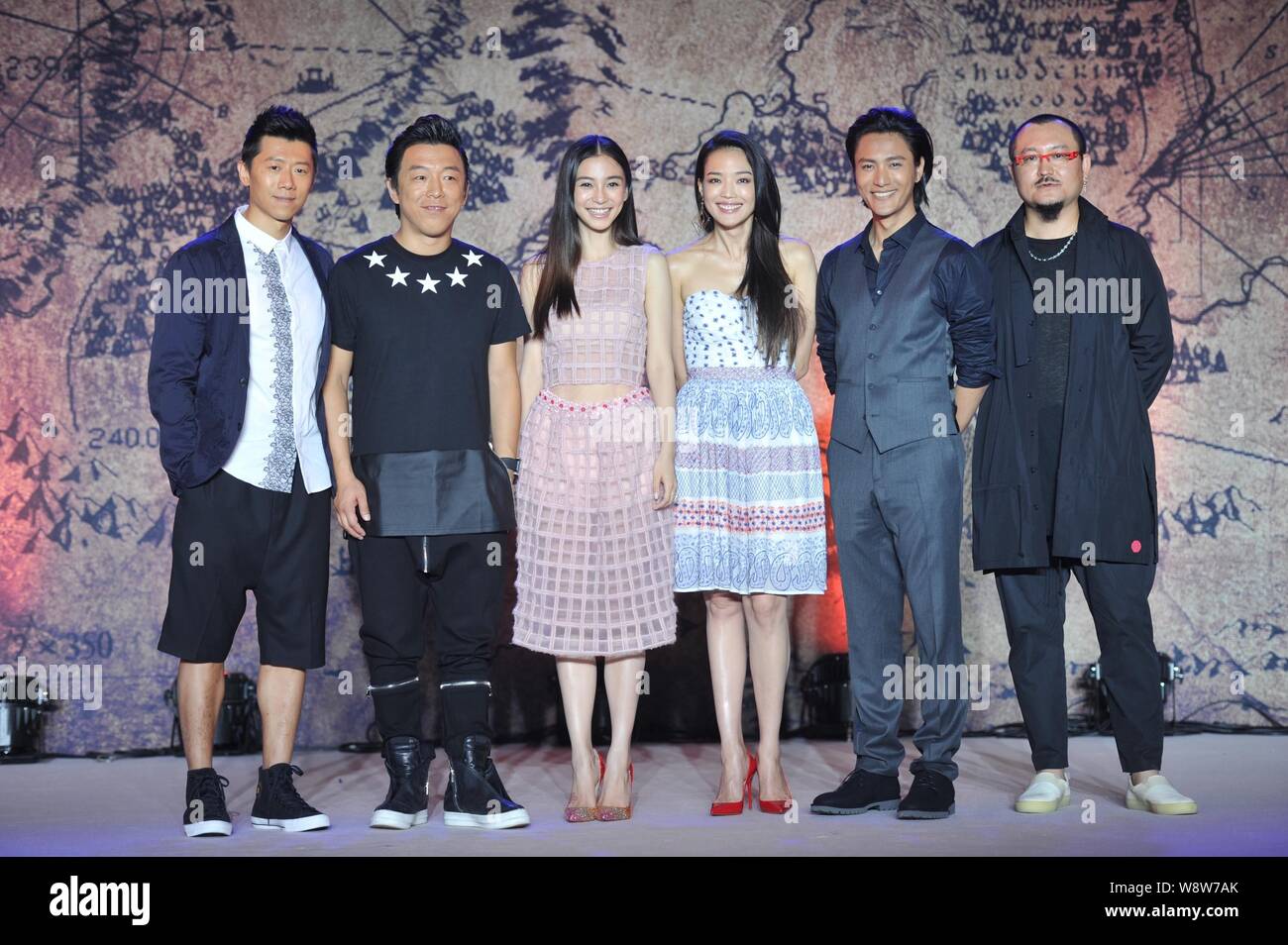 (From left) Chinese actors Xia Yu and Huang Bo, Hong Kong model and ...