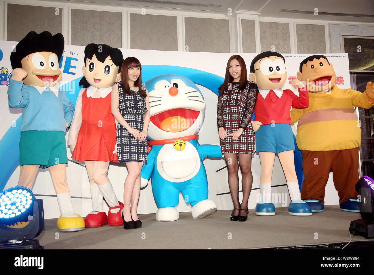 Japanese singers and actresses Haruka Katayama, left, and Misato Nonaka, both former members of ...