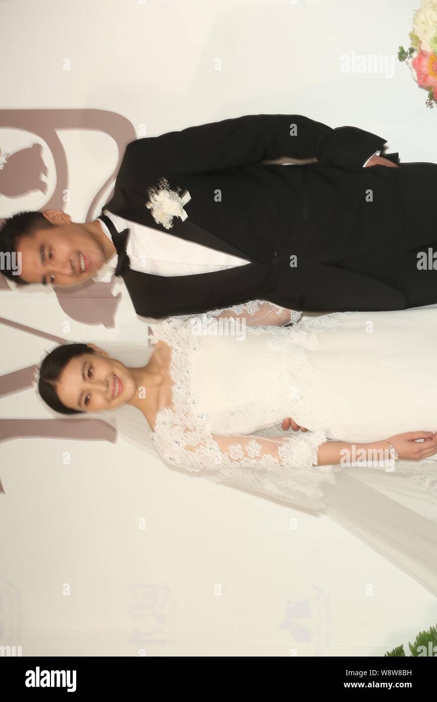Chinese actress Gao Yuanyuan, left, and her Taiwanese actor husband ...