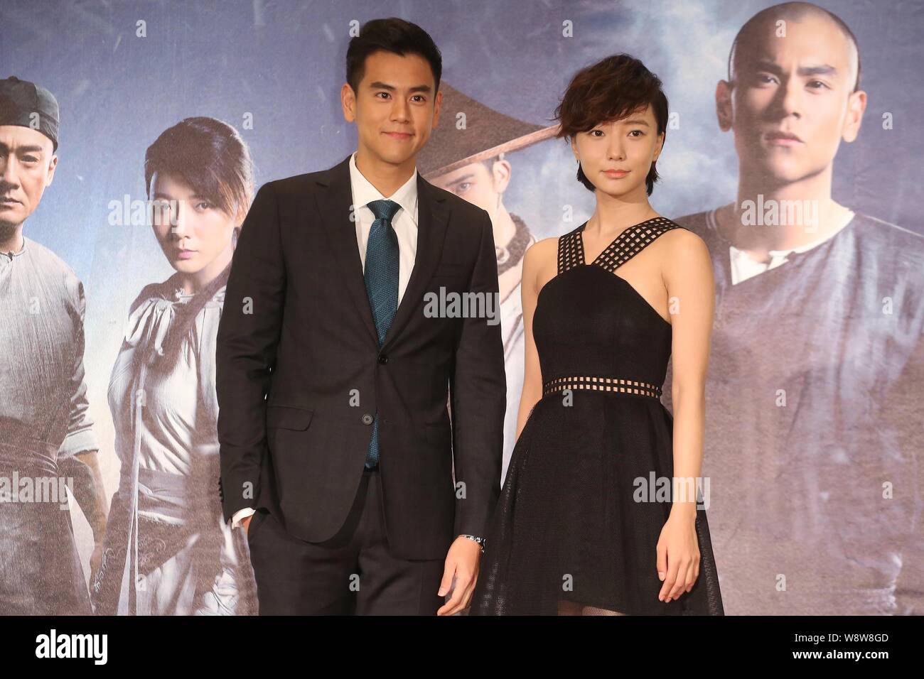 Chinese actress Wang Luodan, right, and Taiwanese actor Eddie Peng pose ...
