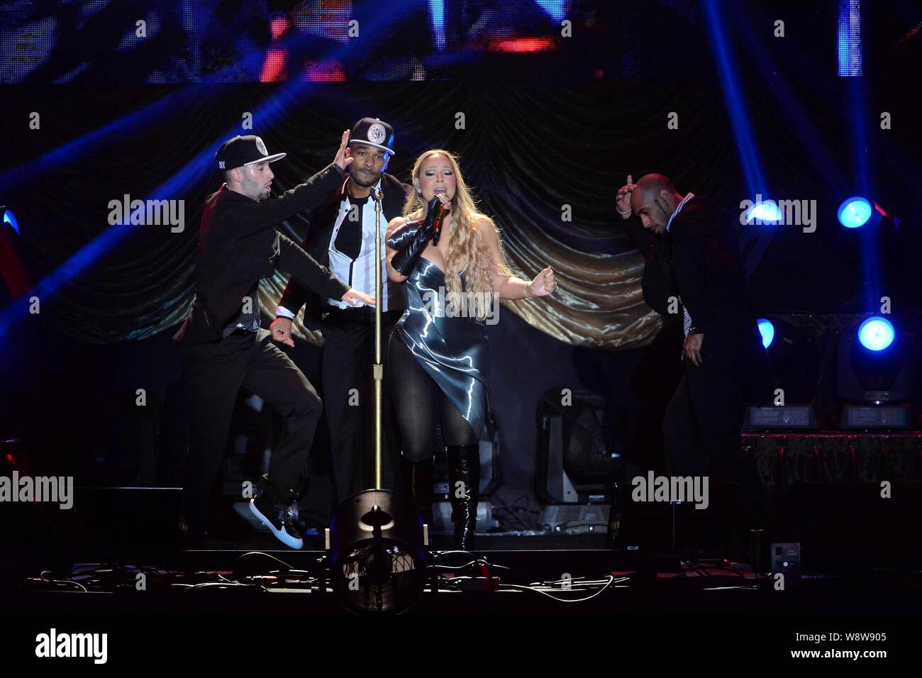 American singer Mariah Carey performs at her concert in Taipei, Taiwan ...