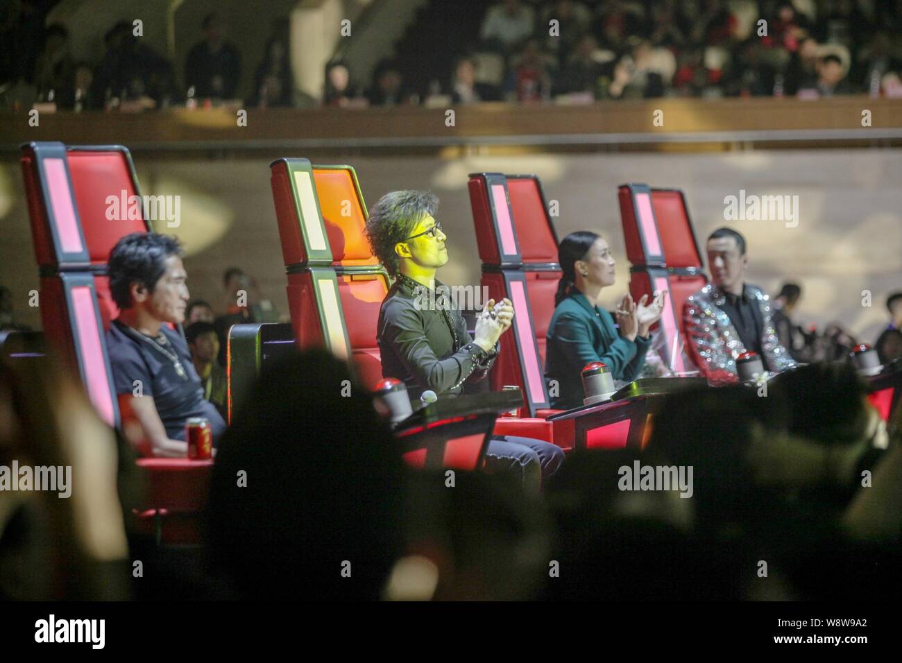 (From left) Judges: Taiwanese singer Chyi Chin, Chinese singers Wang ...