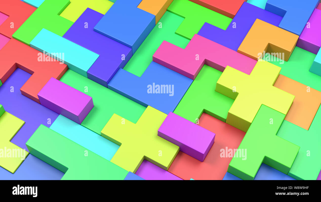 Colorful Blocks Combined, Abstract Background 3D Illustration Stock ...