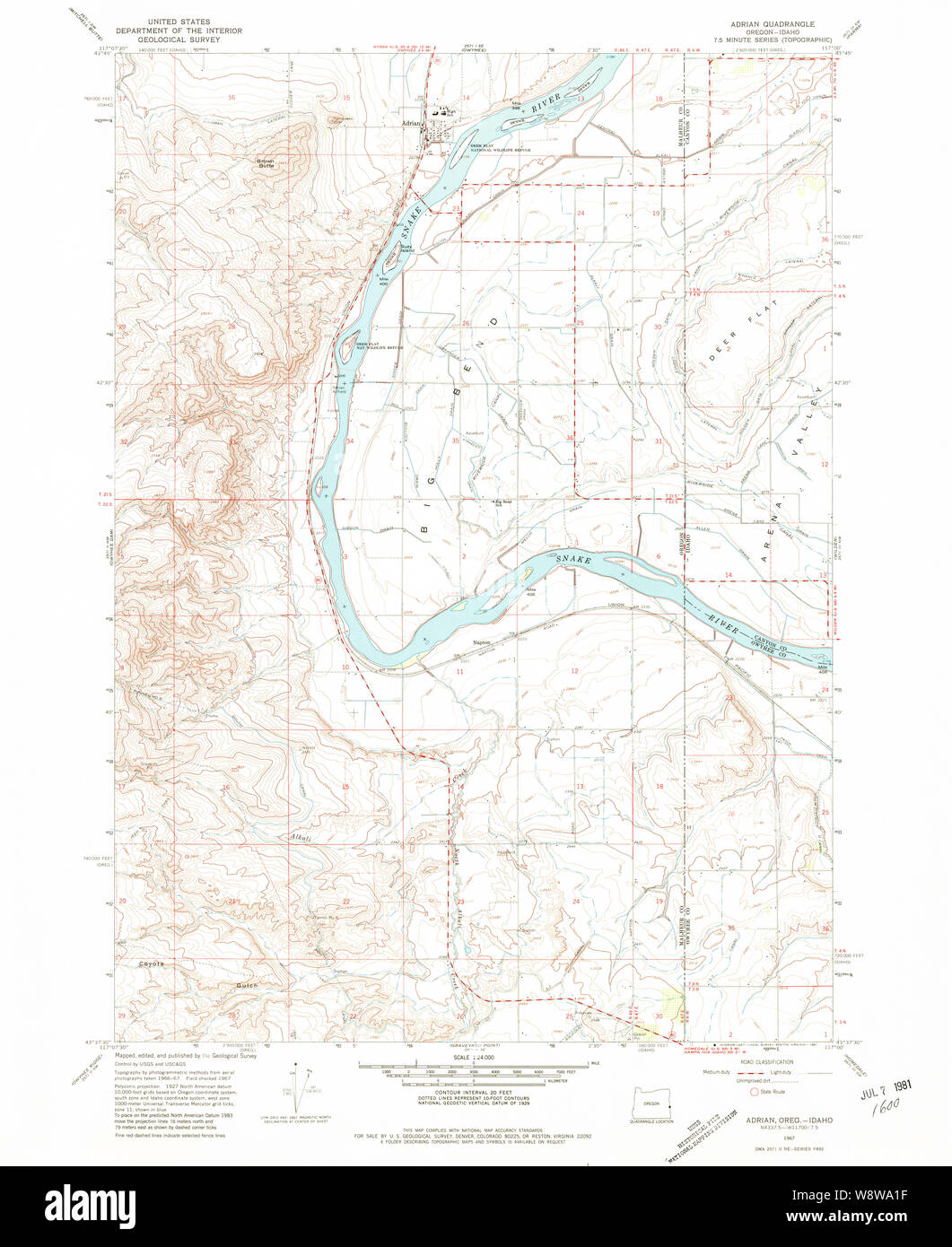 Map of adrian oregon Cut Out Stock Images & Pictures - Alamy