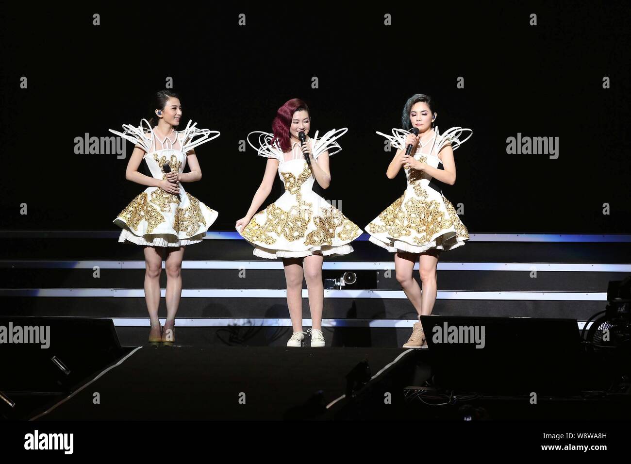 (From left) Hebe Tien, Selina Jen and Ella Chen of Taiwanese pop girl ...