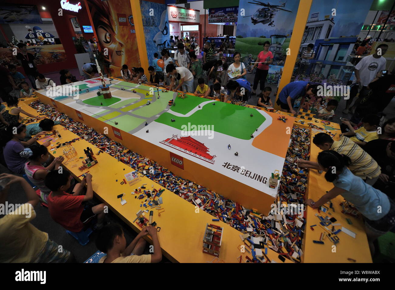 Children play with bricks during the 5th China (Beijing) Toy ...