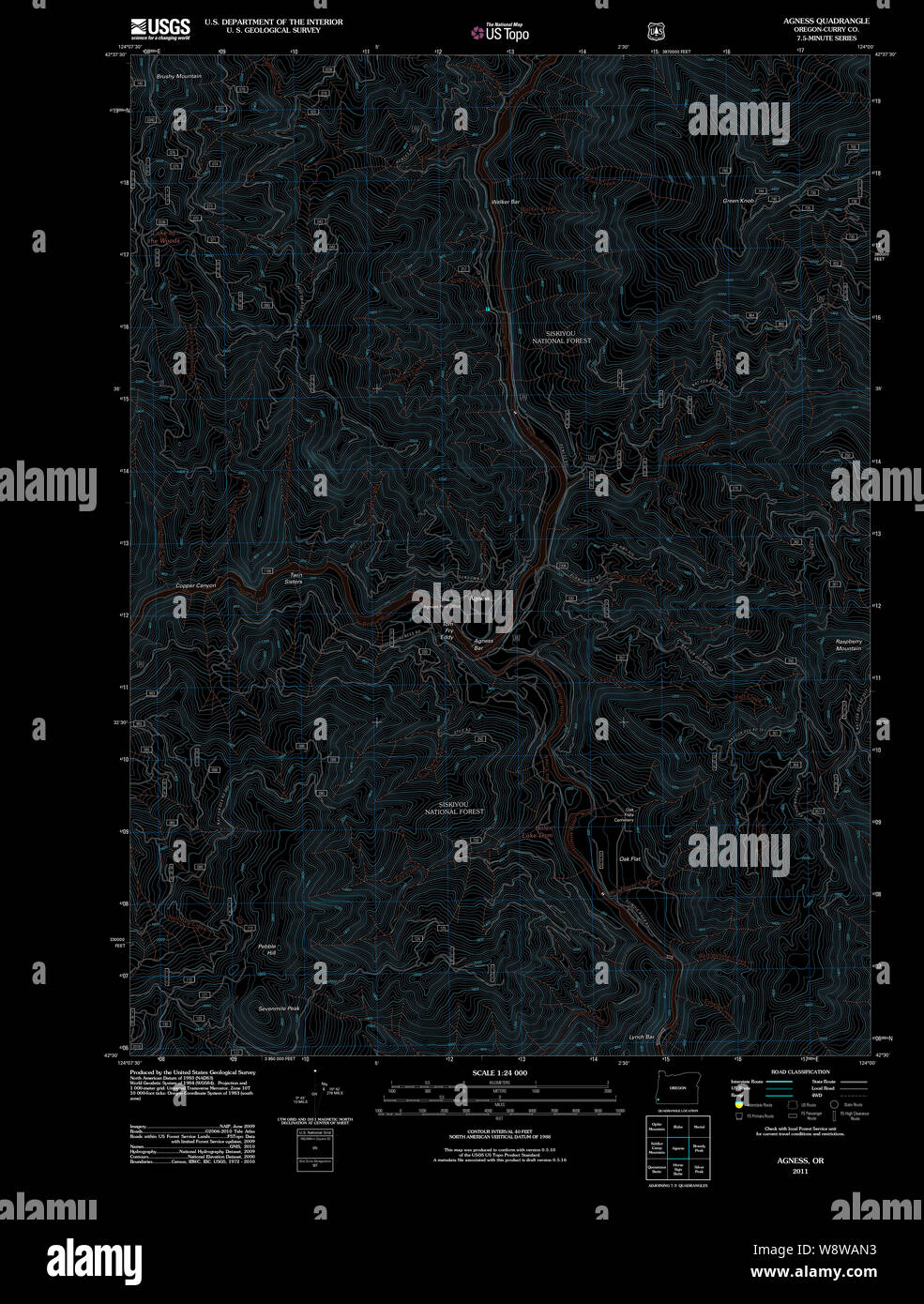 Map of agness oregon hi-res stock photography and images - Alamy