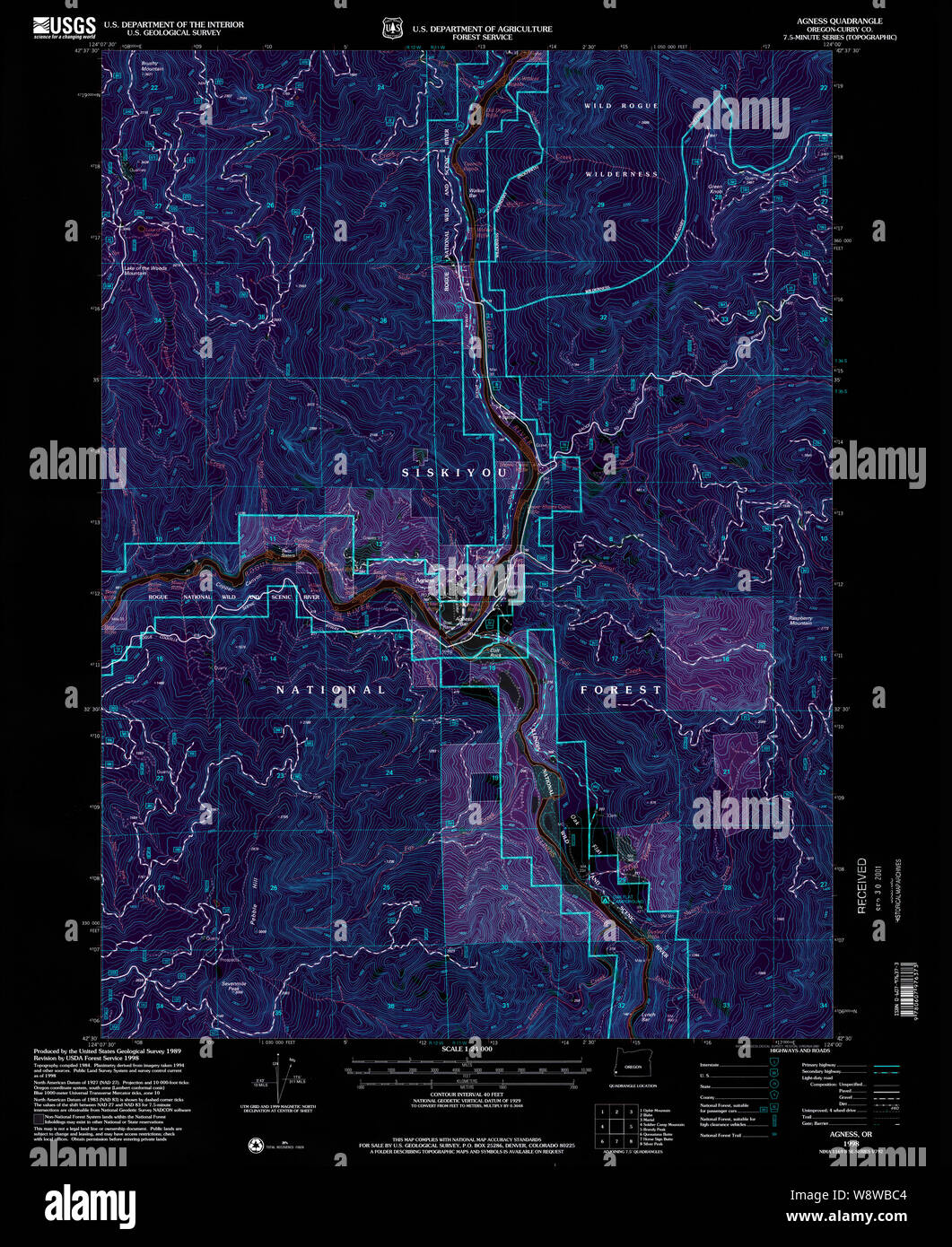 Map of agness oregon hi-res stock photography and images - Alamy