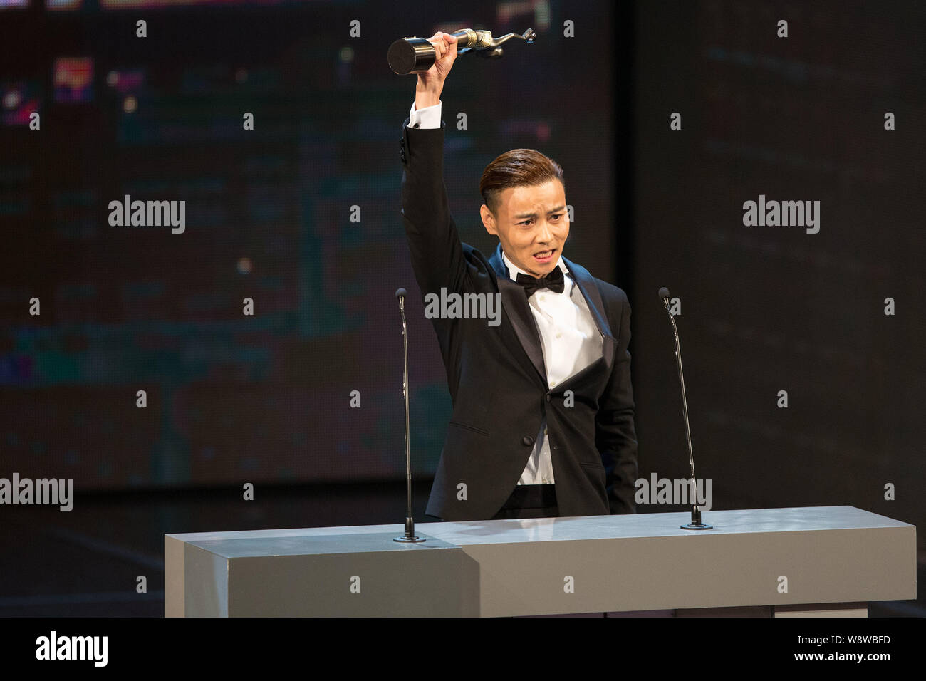 Chinese actor Max Zhang Jin speaks after winning the Best Supporting ...