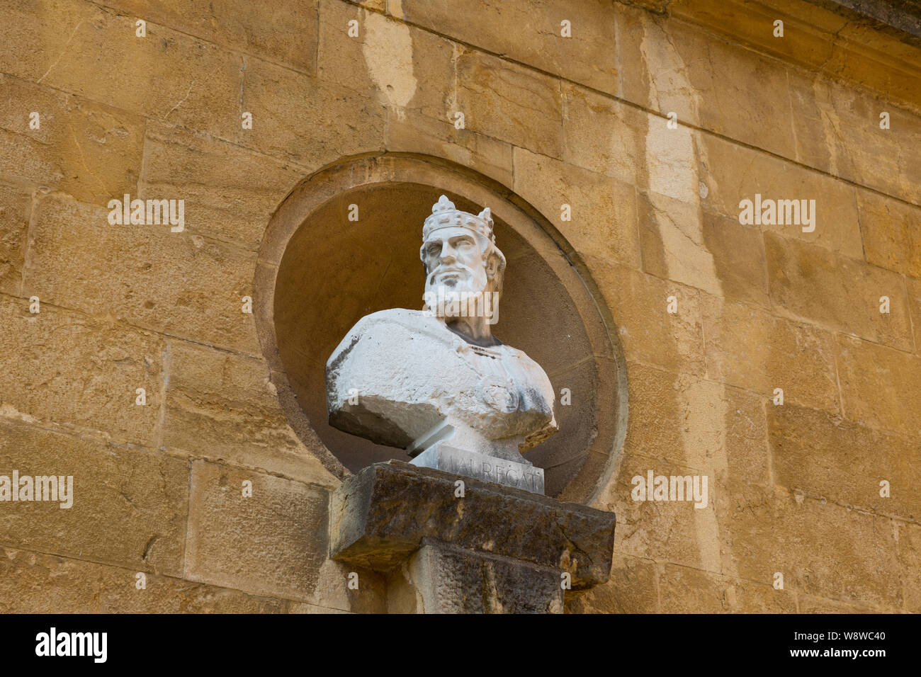 Bust of King Mauregato of Asturias in the Jardín de los Reyes Caudillos ...