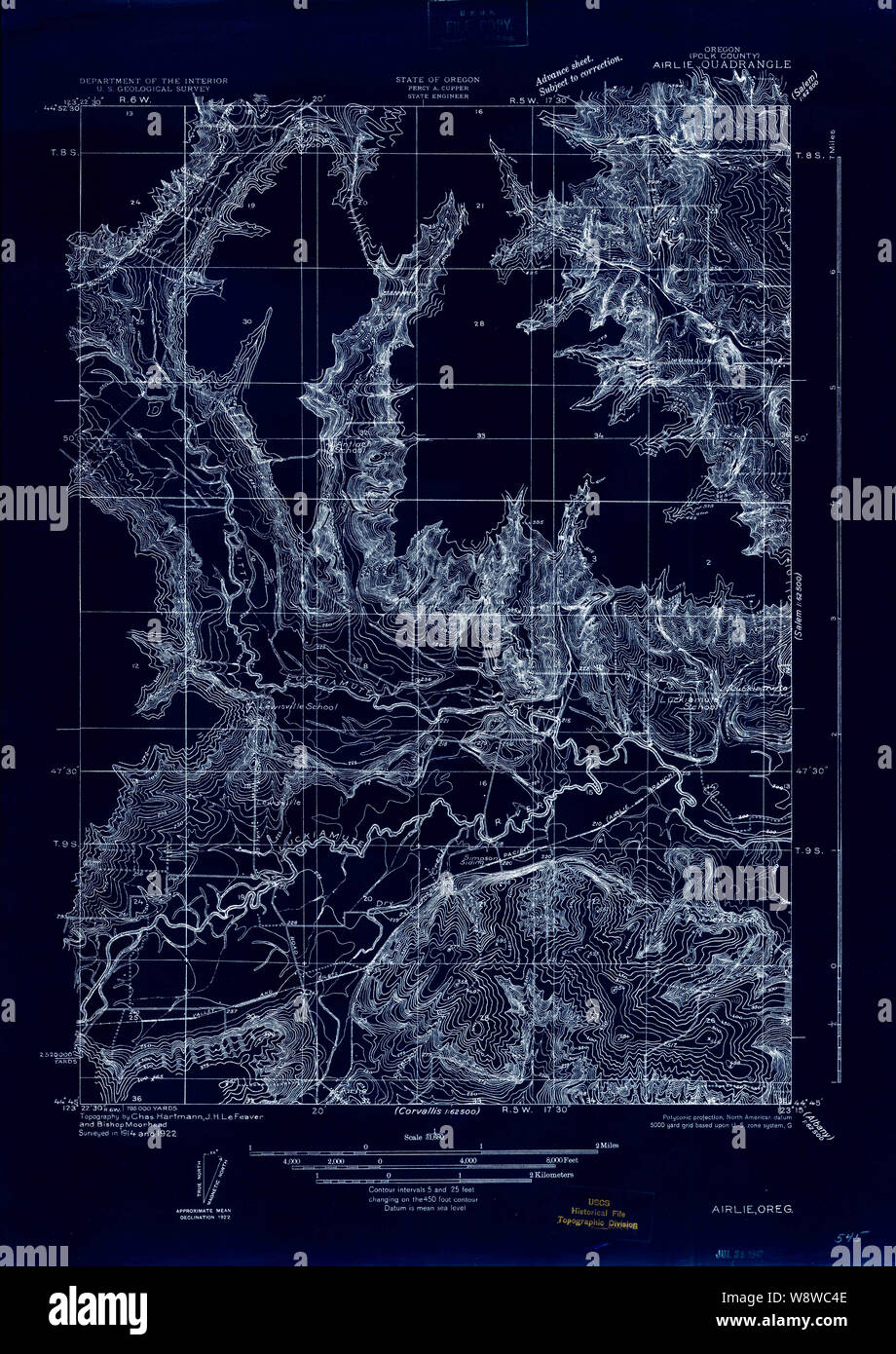USGS Topo Map Oregon Airlie 282171 1922 31680 Inverted Restoration ...
