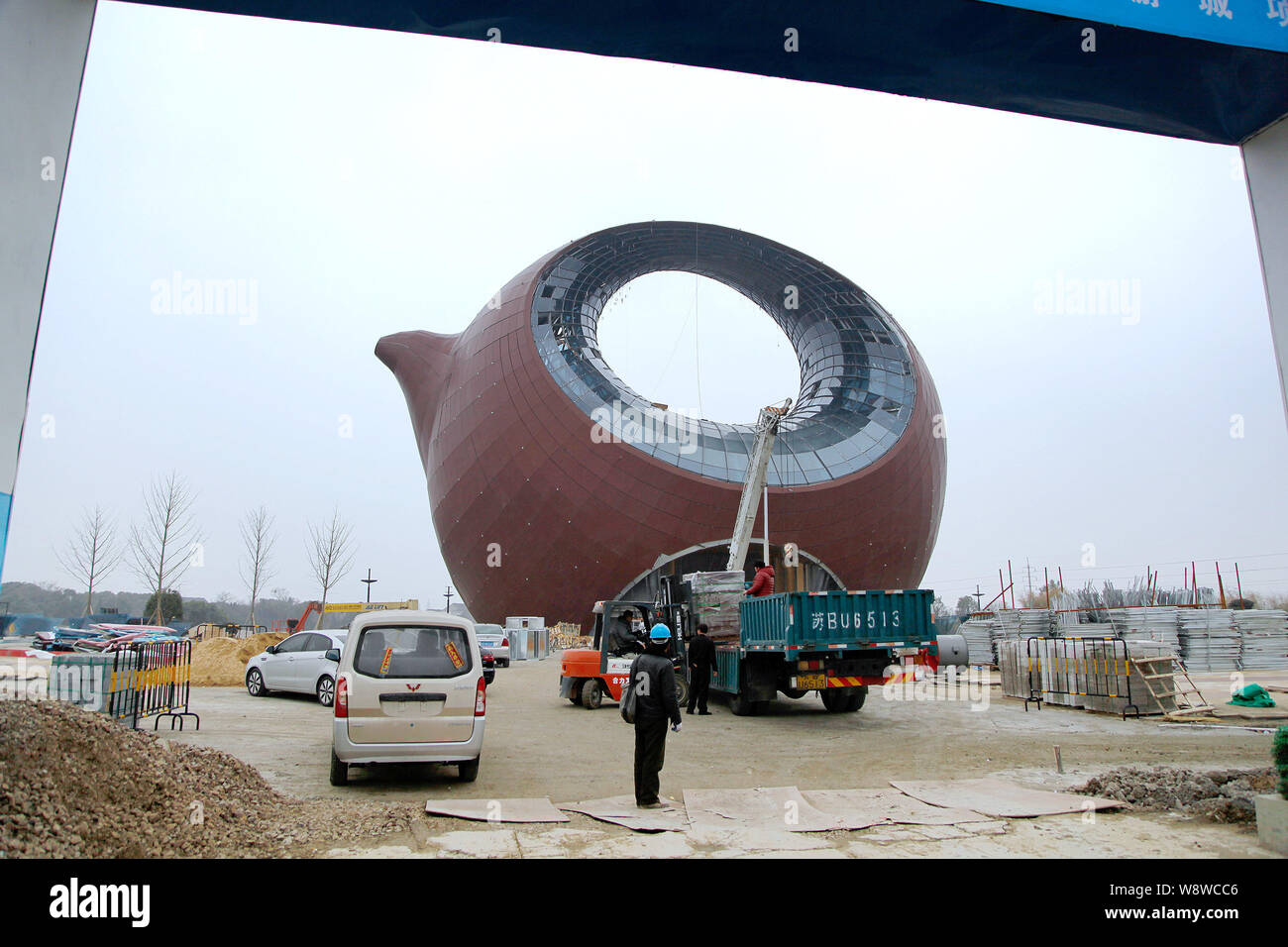 A teapot-shaped building, part of the Wuxi Wanda Cultural Tourism City ...