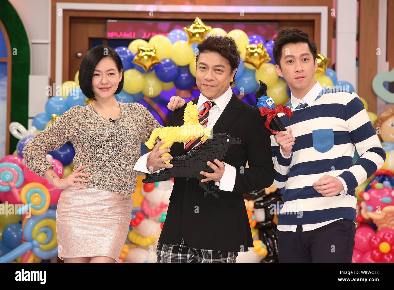 (From left) Taiwanese TV hostess Dee Hsu, host Kevin Tsai and Chen Han ...