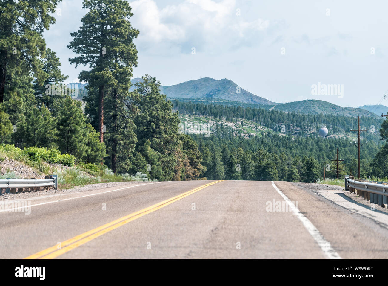 Road highway 501 to Los Alamos, USA near Bandelier National Monument in ...