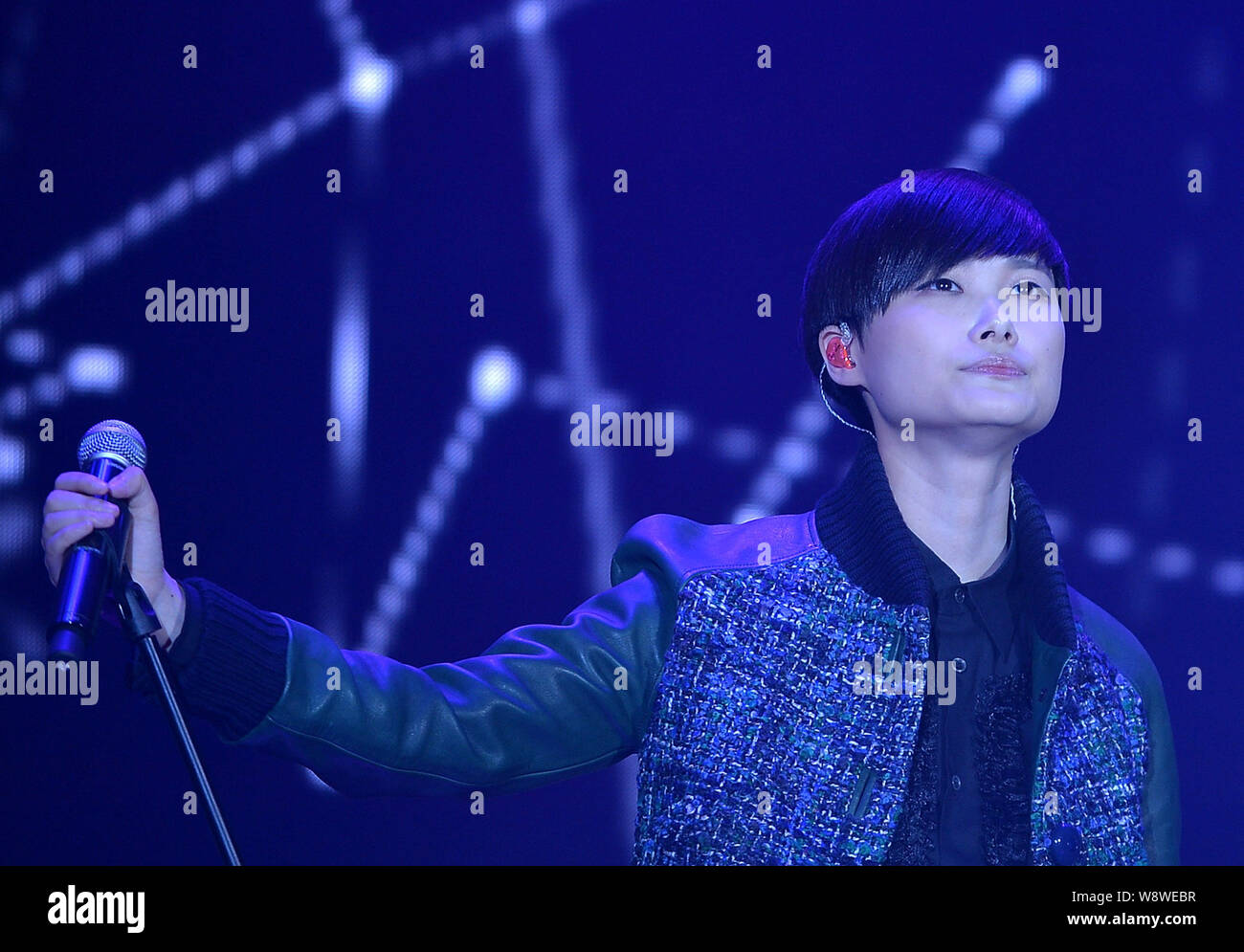 Chinese singer Li Yuchun poses during a press conference for her new ...