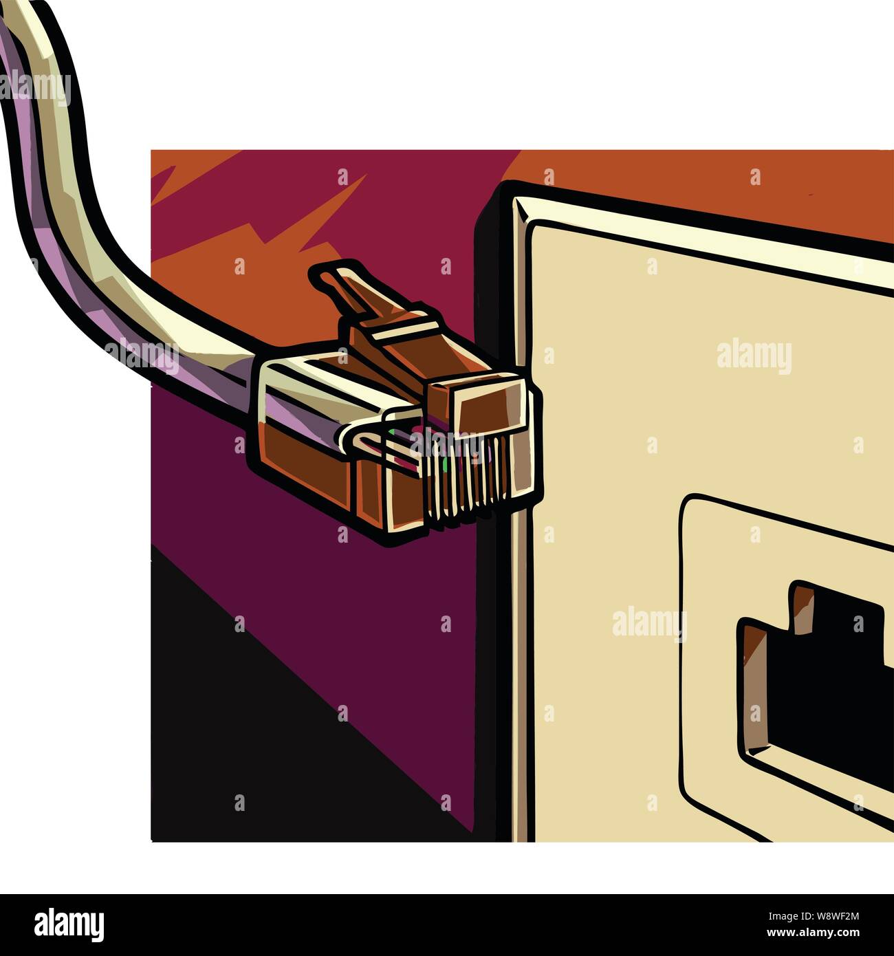 Phone cord or communictions wall jack and wall plug outlet Stock Vector ...