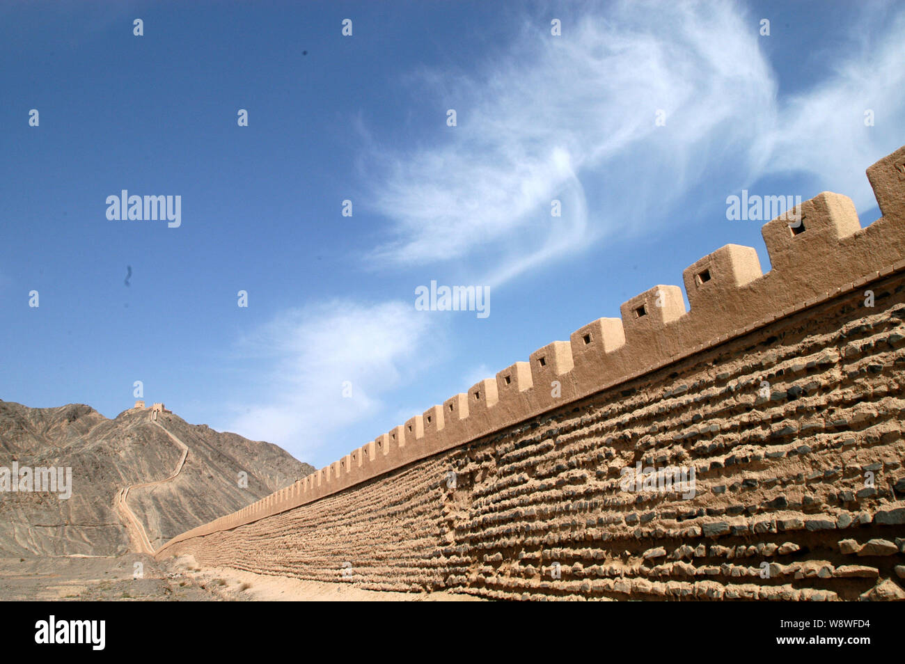 Landscape of the Jiayu Pass (or Jiayuguan Pass), the west end of the ...