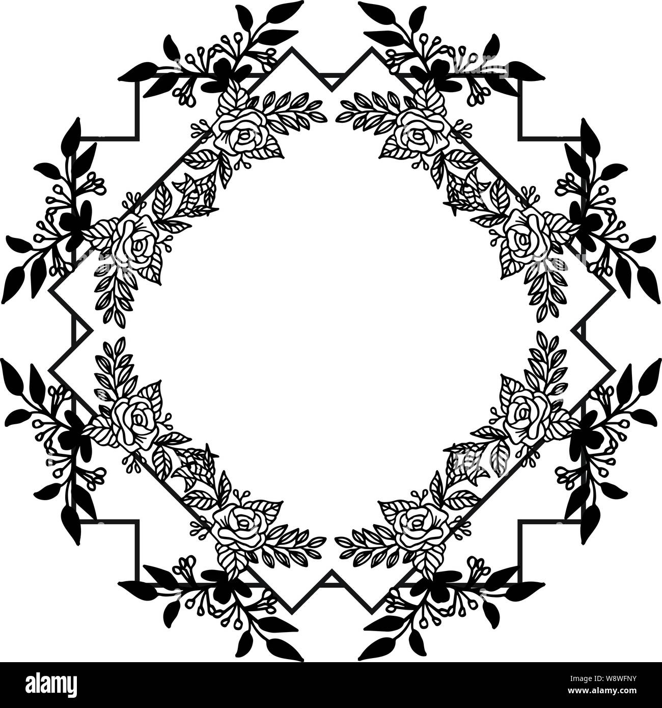 Beautiful leaves and flower frame, for design greeting card and invitation card. Vector ...