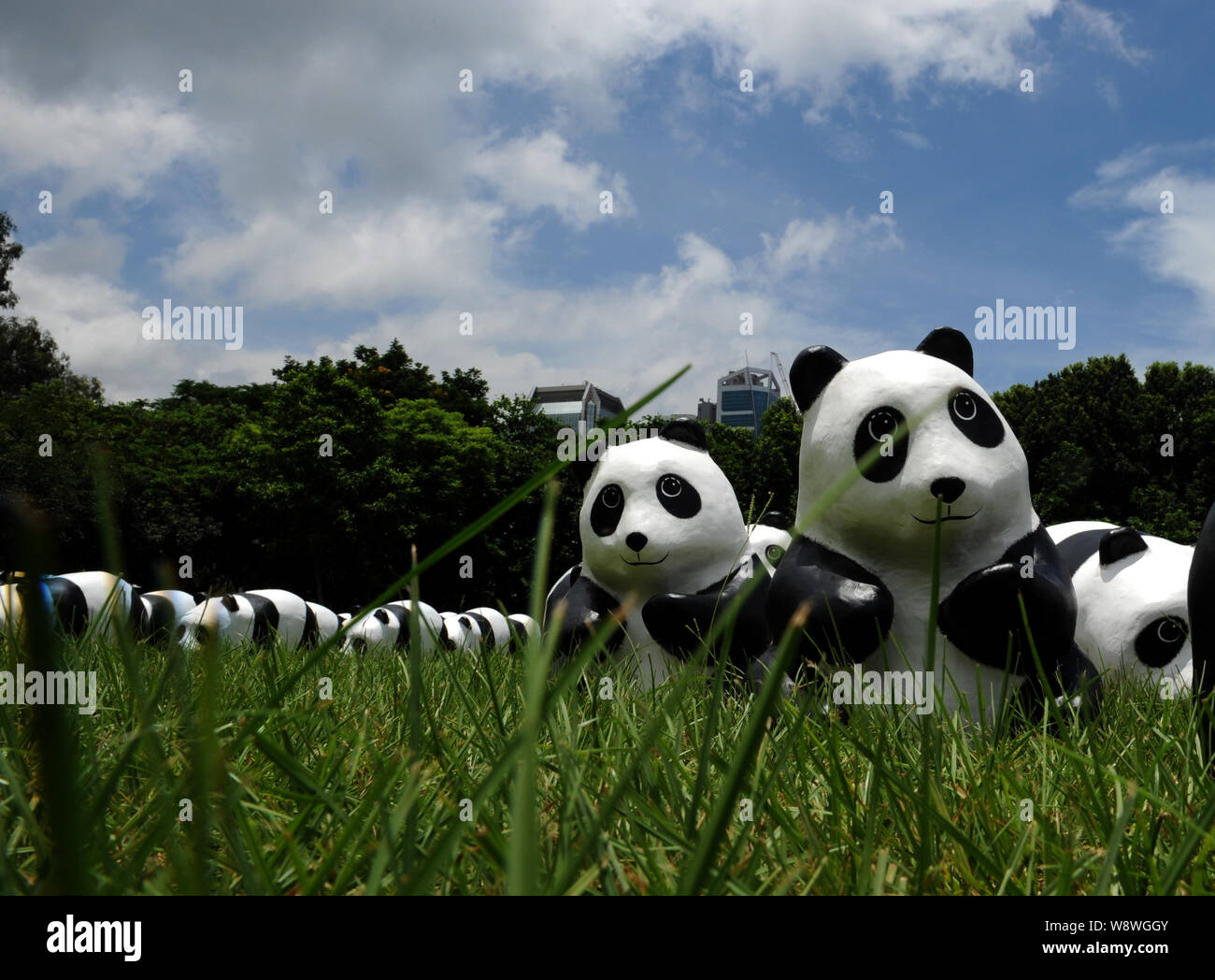 Part of the 1,600 paper pandas created by French artist Paulo Grangeon ...