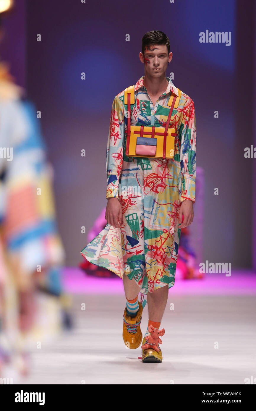 A model displays a new creation at the Angel Chen fashion show during ...